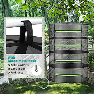 HYDGOOHO Herb Drying Rack Net Mesh with Green Zippers Hydroponics,Bonus Hook Drying Rack Herbs for Plant Bud Seed, Mesh Hanging Plant Dry,Herb Dry Net for Garden, Herb, Food, Cloth(4 Layer)