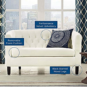 Modway Prospect Velvet Upholstered Contemporary Modern Loveseat In Ivory
