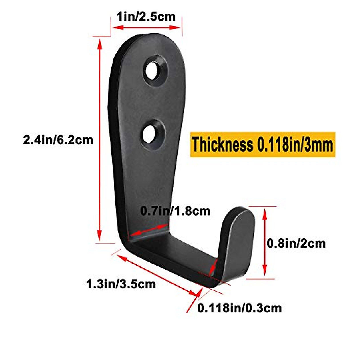 NBGRLVS 8 Pcs Black Coat Hooks for Wall, Heavy Duty Hooks for Hanging Coats No Rust Hooks Wall Mounted with Screws and Anchor for Key, Towel, Bags, Cup, Hat Indoor and Outdoor (L Shape)