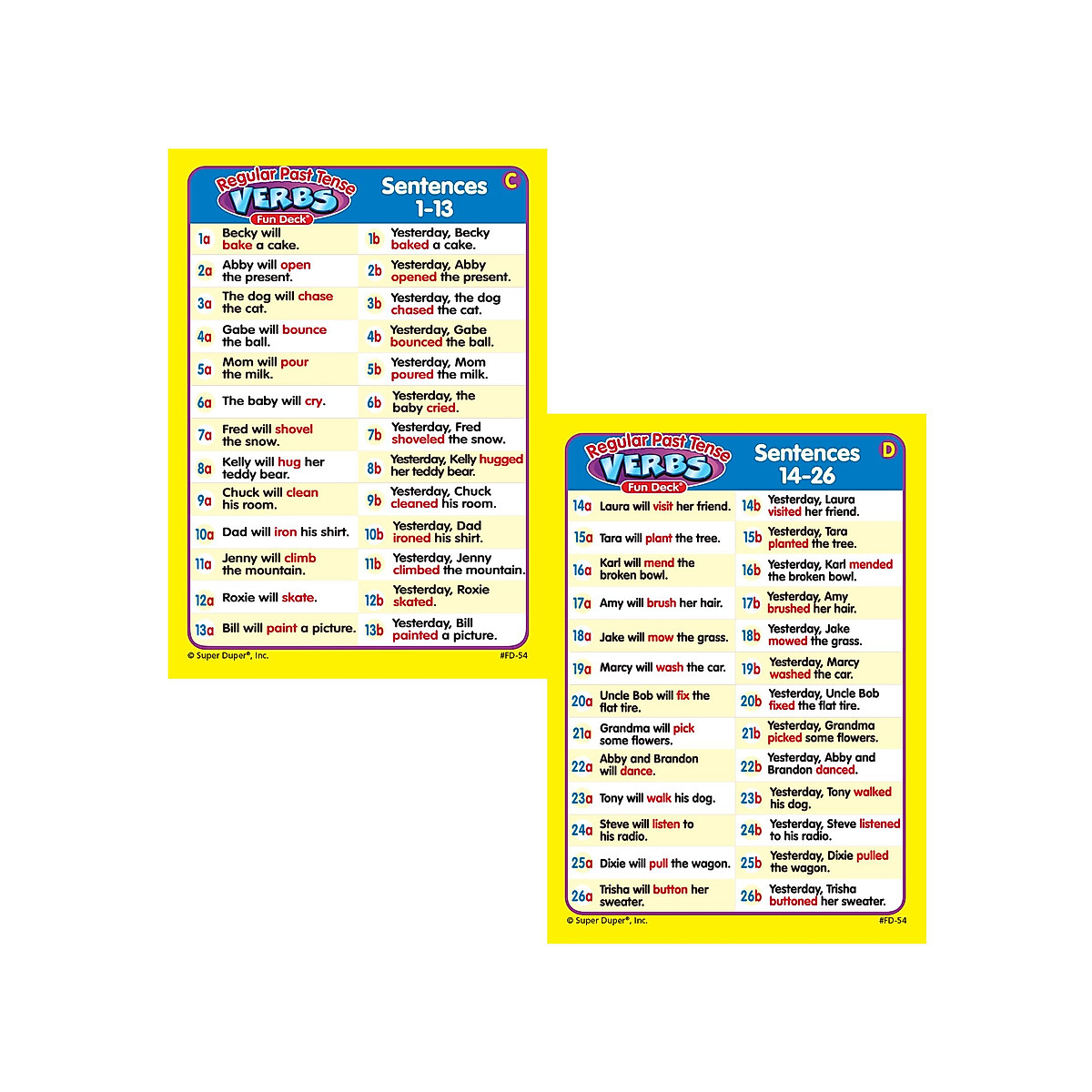 Super Duper Publications | Regular Past Tense Verbs Fun Deck Flash Cards | Educational Learning Resource for Children