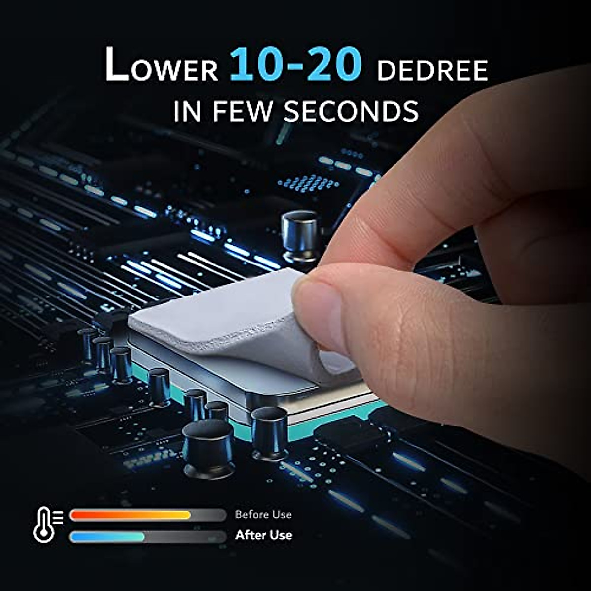 Aairhut 4 Pack 13W/m.K Thermal Pads, 100 x 100mm 0.5mm+1mm+1.5mm+2mm Silicone Cooling Pad Non Conductive Heat Resistance Extreme Odyssey Cover with Dual Self-Adhesive Films for PC Laptop RAM