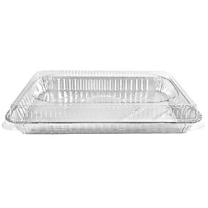 Handi-Foil 1/4-Size (Quarter) Sheet Cake Aluminum Foil Pan w/Clear Dome Lid (Pack of 25 Sets)