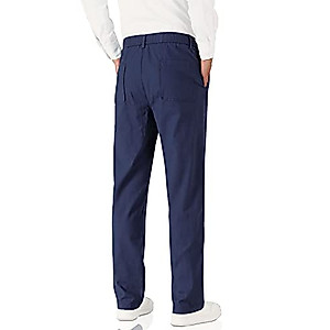 Soojun Men's Relaxed Fit Elastic Waist Drawstring Cotton Linen Pants, Navy, 30W x 32L