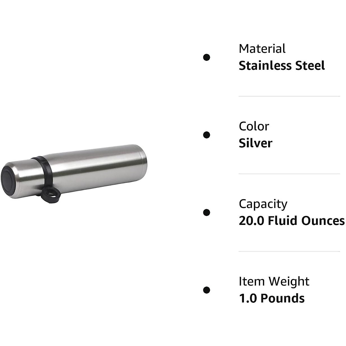 Thermo For Hot Drinks, (SILVER) 20 OZ, BPA-Free, Double Wall Insulated, 304 Stainless Steel Bottle, Vacuum Flask, For Coffee, Chocolate, Tea, Water