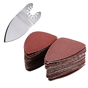 MGGi 51Pcs 50mm Triangular Finger Oscillating Multi Tool Sanding Pads Kits Compatible with Bosch,Chicago,Craftsman,Dewalt, Dremel,Fein,Westfalia,Makita,Milwaukee,Rockwell,Include 1 Finger Sand Disc