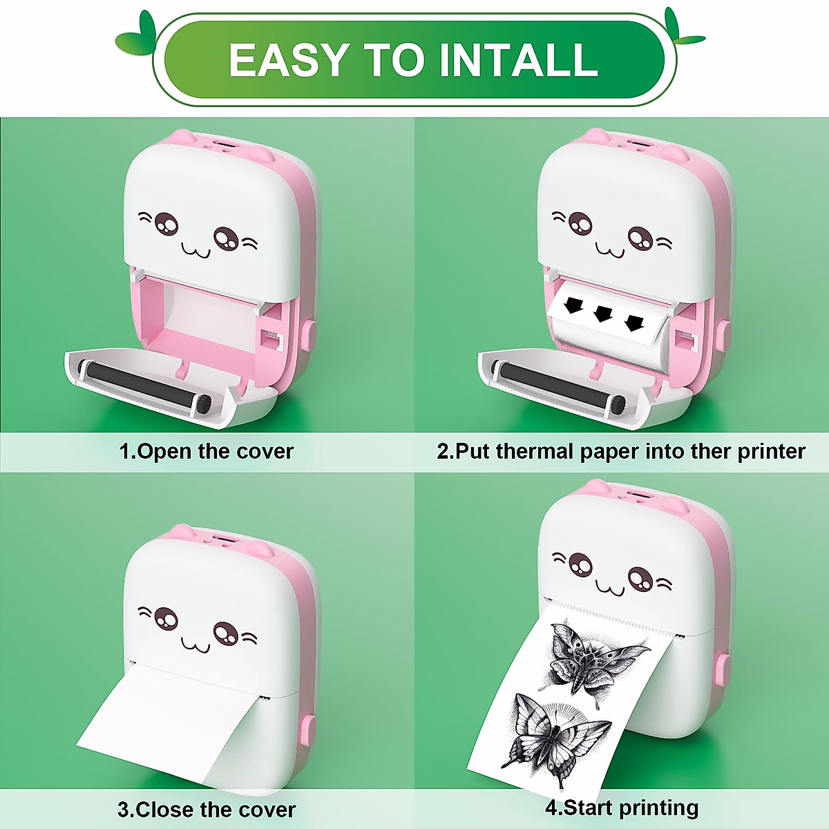 PAPRMA 57x30mm Thermal Sticker Paper for Mini Pocket Printer, 5 Rolls White Self-Adhesive Thermal Paper Compatible with All 57mm Pocket Thermal Printer, 0.6” Core