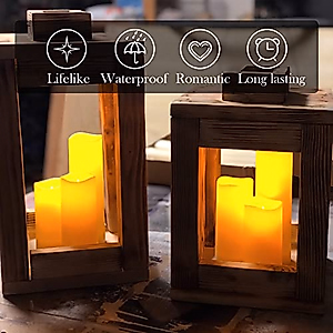 Amagic Flameless Candles Battery Operated Candles Flickering, Outdoor Waterproof LED Pillar Candles with Remote Control and Timer, D 2.2" x H 4" 5" 6" 7" 8" 9", Ivory, Plastic, Set of 9