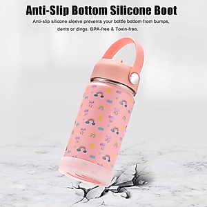 WEREWOLVES 14oz Kids Water Bottle with Straw Lid, Shoulder Strap and Boot - Insulated Stainless Steel, Reusable Leakproof Metal Water Bottles for School Boys Girls