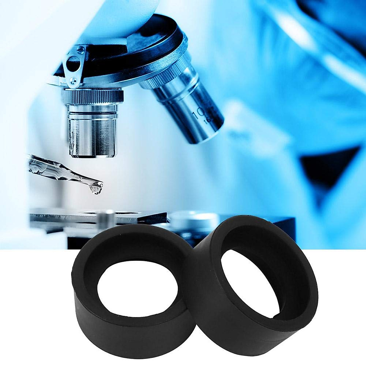 Oumefar 2Pcs Microscope Eyepiece Cup Rubber Eyepiece Cover Accessory Guards Eyeshields Telescope Protector Rubber Eyecups with 36mm Diameter for Stereo Microscope (KP-H2 Flat Angle)