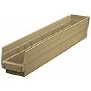 Plastic Shelf Bin Nestable 4-1/8"W X 23-5/8" D X 4" H Beige - Lot of 12
