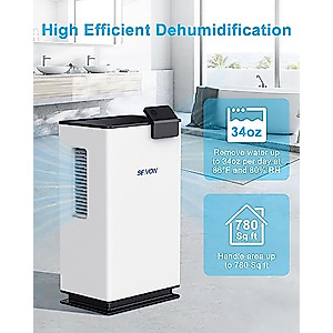Dehumidifiers for Home Up to 7500 Cubic Feet, SEAVON Dehumidifier with Remote Controller, Auto-off, 2 Working Modes Quiet and Portable Dehumidifiers Perfect for Bedroom, Bathroom, Basement, RV