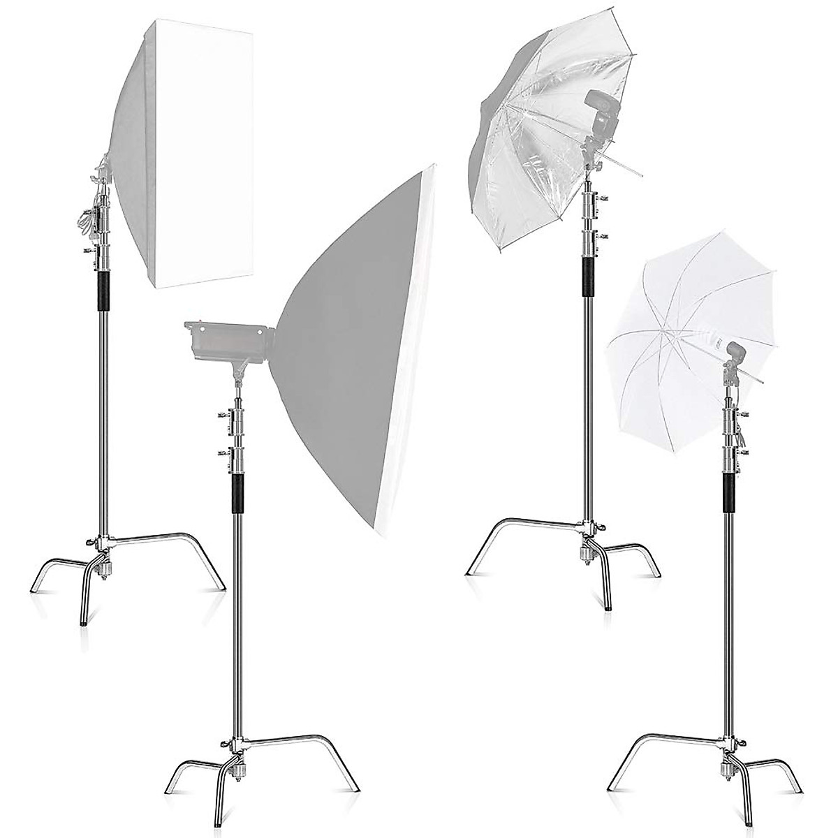 Kshioe Pro C Stand with Boom Arm, Heavy Duty Light Stand for Photography Studio Video Reflector, Monolight, Softbox and Other Equipment