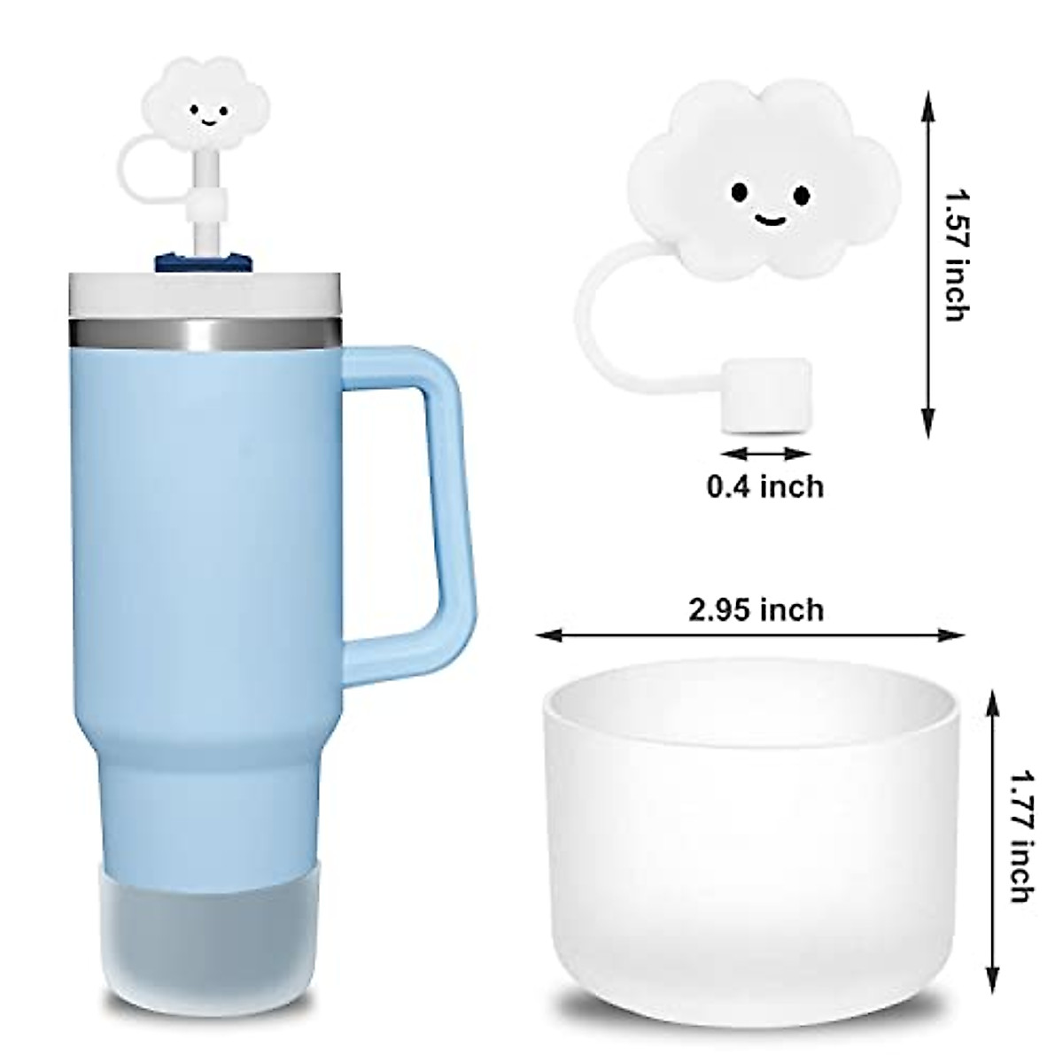 Silicone Boot and Straw Cover Set for Stanley, Stanley Cup Accessories, Food Grade Boot Sleeve for Stanley 40oz & 20/30oz, Dust-Proof Straw Topper for 9-10mm Straws (Clear)