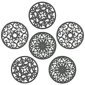 Kalsreui Trivets for Hot Dishes, Trivet Hot Pads for Kitchen, Silicone Trivet Mat for Counter-Trivets for Hot Pots and Pans, Trivets for Quartz Countertops, Silicone Pot Holder Set of 6 Dark Gray
