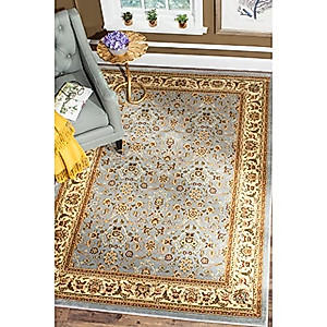 SAFAVIEH Lyndhurst Collection 8' Round Light Blue/Ivory LNH312B Traditional Oriental Non-Shedding Dining Room Entryway Foyer Living Room Bedroom Area Rug