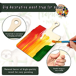 6 Pieces Mini Wooden Cutting Board with Handle Paddle Chopping Board Small Kitchen Serving Board Wooden Cooking Butcher Block for Christmas DIY Home Kitchen Cooking Vegetables Decor (9.1 x 5.5 Inch)