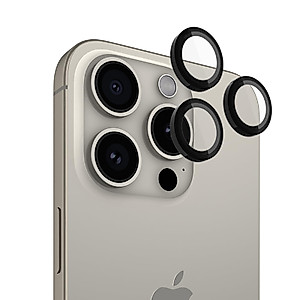 Pelican Camera Lens Protector w/ Aluminum Rings for iPhone 15 Pro Max/iPhone 15 Pro - 9H Tempered Glass - Durable Anti-Scratch, Anti-Shatter, HD View w/Night Shoot, Case Friendly, Easy Install - Black