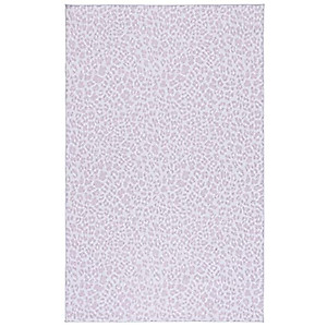 SAFAVIEH Faux Hide Collection Accent Rug - 4' x 6', Ivory & Pink, Leopard Design, Non-Shedding & Easy Care, Machine Washable Ideal for High Traffic Areas in Entryway, Living Room, Bedroom (FAH505B)
