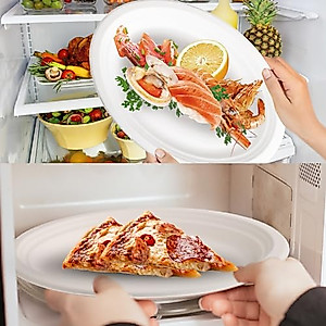 WDF 50Pack Oval Paper Plates Disposable - 10" x 12" White Paper Plates Heavy Duty Dinner Size Large Disposable Platter for Happy Thanksgiving Plates Serving Tray Baby Shower Birthday