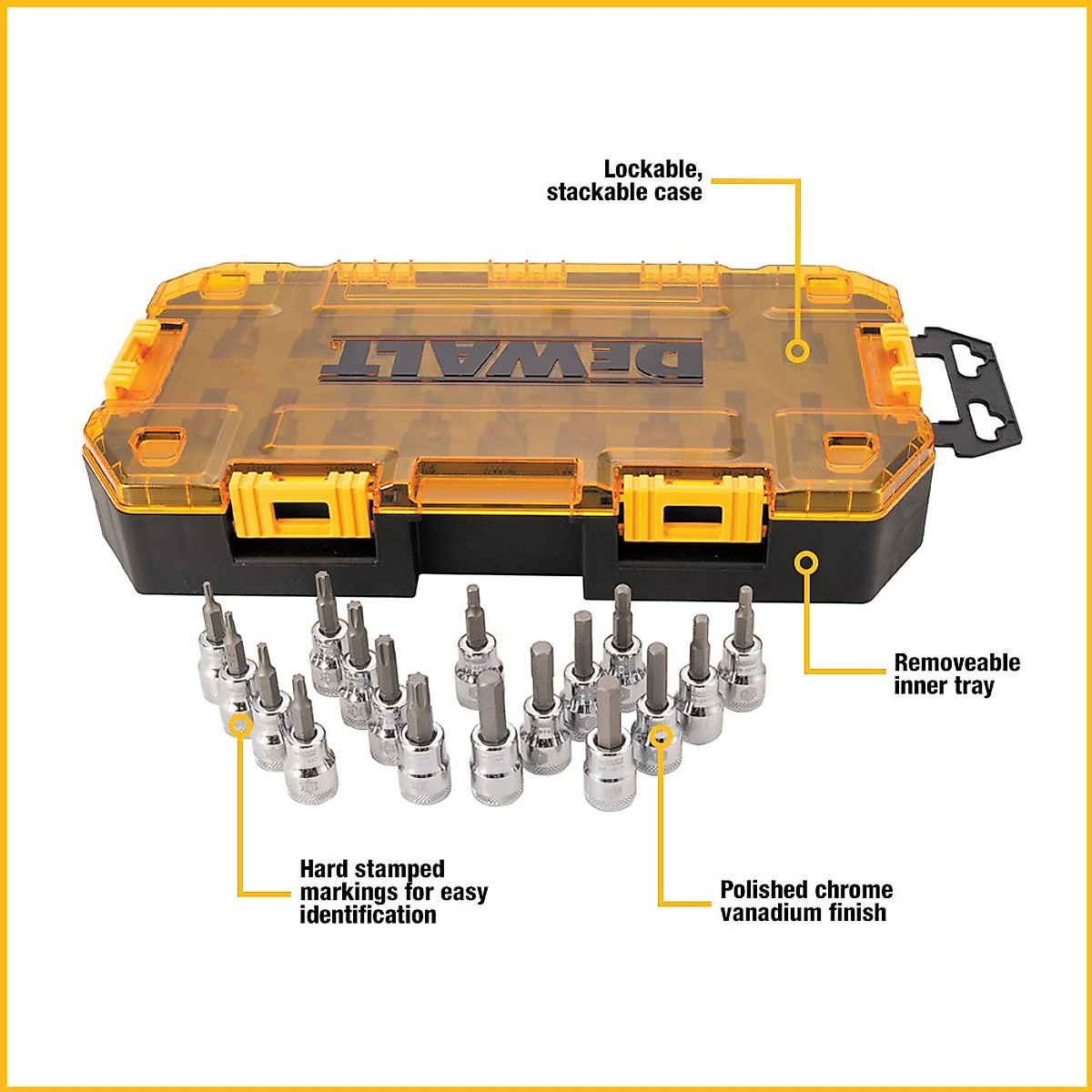 DEWALT Drive Bit Socket Set, 3/8" Drive, SAE/Metric, 17-Piece (DWMT73806) & Impact Driver Ready 3-Piece Socket Adapter Set DW2541IR, DW2542IR, DW2547IR