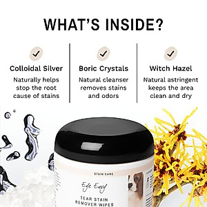 Eye Envy Tear Stain Wipes for Dogs | Textured to Gently Clean | Presoaked in 100% Natural Formula | Recommended by AKC Breeders, Vets, Groomers | Treats The Cause of Staining | 60 Count