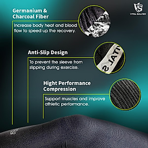 Vital Salveo Recovery Compression Sports Full Leg Sleeve Thigh Calf Long Knee Support Basketball Dark Grey (1 Pair) Medium