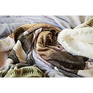 Carstens Wild Horses Western Plush Sherpa Throw Blanket 54'' x 68'', Brown
