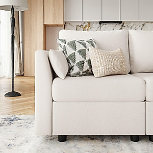 Mangodan Modular Sectional Sofa with Storage, Convertible 6 Seat Sectional Couches for Living Room, U Shaped Sectional Sofa with Chaise, Comfy Sectional Sleeper Sofa, High Supportive Sponge-Beige