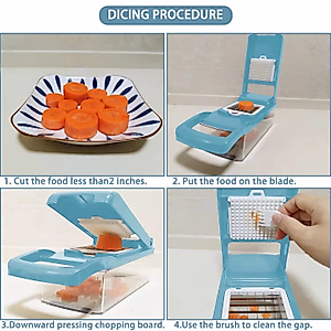 Vegetable Chopper Multifunctional Veggie Chopper,Blue Kitchen Vegetable Slicer Dicer Cutter,Potato Onion Food Chopper with Vegetable Peeler,Hand Guard and Container