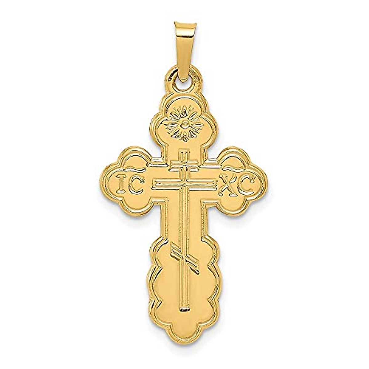 Diamond2Deal 14k Yellow Gold Eastern Orthodox Cross Pendant Fine Jewelry for Women (L- 34 mm, W- 18 mm)
