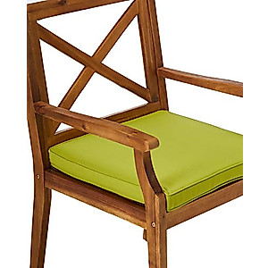 Christopher Knight Home Peter | Outdoor Acacia Wood Dining Chair Set of 2, Teak/Green Cushion