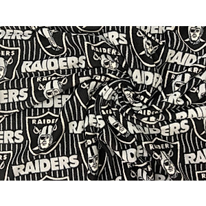 60" Fleece 100% Polyester Raiders Allover Black, Grey, and White