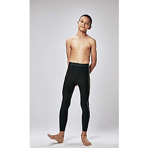 DEVOPS Boys 2-Pack UPF 50+ Compression Tights Sport Leggings Baselayer Pants (Small, Black/Orange)