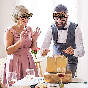 Sumind 24 Pcs Birthday Glasses Decoration Paper Eyeglasses Birthday Sunglasses to Wear for Men Women Table Decor Party(60th)