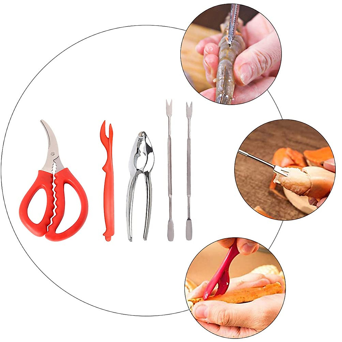 Hemoton 1 Set 8pcs Crab Eating Tool Lobster shellers Crab Leg Forks Lobster Picks Crab Tool Lobster Shell Opener Shrimp Lobster Utensils Seafood Utensils shelled Stainless Steel Appliance