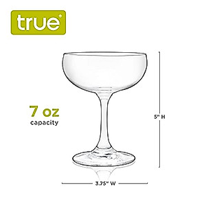 True Coupe Glasses Martini Daiquiri Manhattan Cocktail Barware Glass, Clear ,4 Count (Pack of 1)