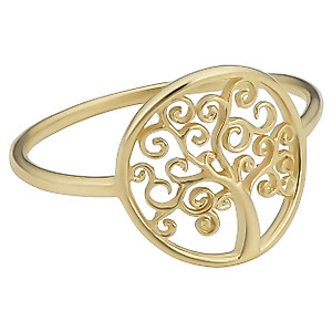 Kooljewelry 14k Yellow Gold Tree of Life Ring (size 8)