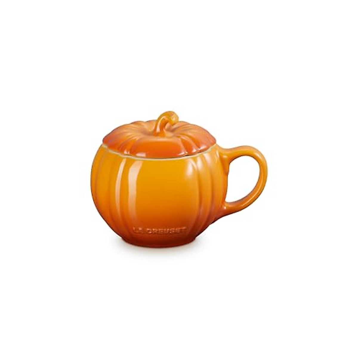 Le Creuset Stoneware Pumpkin Mug with Lid, 14 oz., Persimmon