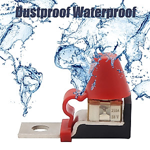 AUCELI Terminal Fuse Block Kit, 250A 58V DC Maximum, Single Stud 5/16" (M8) Compact Marine Rated Battery Fuse and Waterproof Terminal Mount Fuse Block Combo Pack Replacement for Boat Truck RV