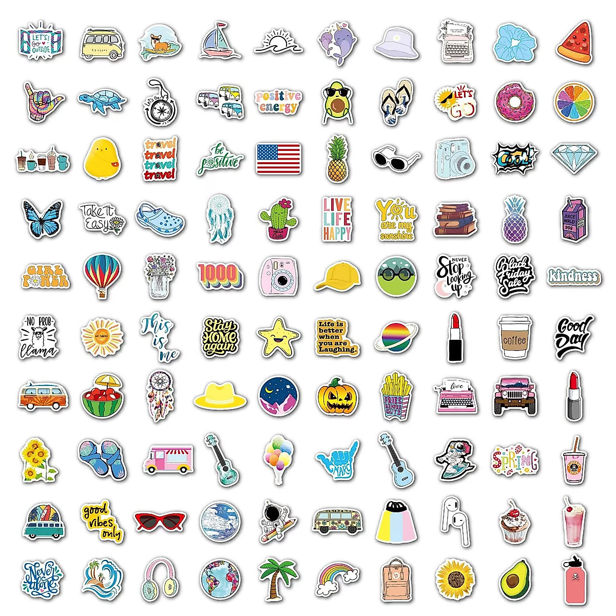 Taeekiy 100 Pcs Cute Aesthetic Stickers, Kawaii Stickers for Kids Teens Girls Mens Adults Waterproof Vsco Vinyl Cute Stickers Aesthetic for Water Bottles,Laptop, Phone Etc (Kawaii Stickers)