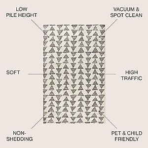 JONATHAN Y MOH206B-8 Aisha Moroccan Triangle Geometric Indoor Farmhouse Area-Rug Bohemian Minimalistic Easy-Cleaning Bedroom Kitchen Living Room Non Shedding, 8 X 10, Cream,Gray