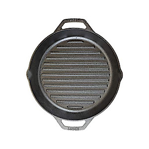 Lodge 12" Cast Iron Dual Handle Grill Pan, Black