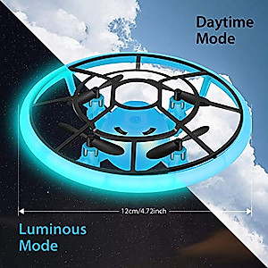 HR Mini Drones For Kids,RC Drone For Beginners With Neno Light,RC Helicopter Quadcopter With Altitude Hold,360° Rotating,Shinning Led Lights,2 Batteries,Kids Gifts Toys For Boys Girls (Blue)