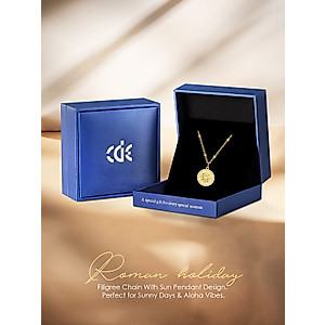 CDE 14K Gold Plated Sun Coin Birthstone Pendant Necklaces for Women 925 Sterling Silver, Christmas Birthday Anniversary Jewelry Gift for Women Girlfriend Mom Daughter Her