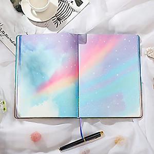 SIIXU Starry Sky Writing Journal for Women, Men, Unique Colorful Blank Notebook for Daily Notes, Gratitude, Dreams or Planning, 7.5” x 10.2", 160 Pages, 2 Bookmarks, Large, Hardcover, Unlined