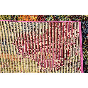 Unique Loom Estrella Collection Colorful, Abstract, Watercolor, Modern, Eclectic Area Rug, 3 ft 3 in x 5 ft 3 in, Multi/Beige
