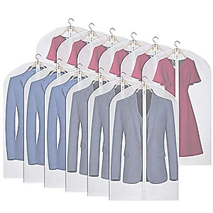 Kntiwiwo Clear Garment Bag Suit Bags for Storage Set of 12 Hanging Dust-Proof Clothes Cover Bag with Zipper for Suit, Coat, Dress Closet Clothes Storage-24” x 40”