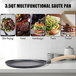 Vayepro Nonstick Crepe Pan,Pancake Flat Griddle Pan for Stove Top,Comales Para Tortillas,11 inch Induction Griddle Pan,Flat Skillet Tawa Griddle with Stay-Cool Handle