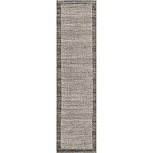 Unique Loom Del Mar Collection Area Rug - Abigail (2' 7" x 10' Runner, Light Gray/ Black)