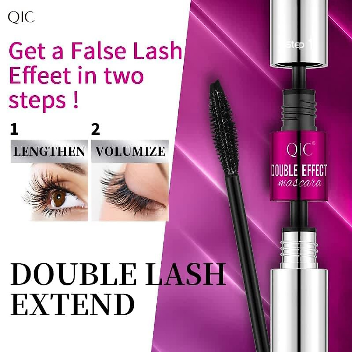 2 PCS Thrive Vibely Mascara 5X Longer Waterproof Superstrong and Long-Lasting No Clumping 4D 2 in 1 Lash Cosmetics For Natural Lengthening And Thickening Effect, Create Beauty Charming Eye Make up